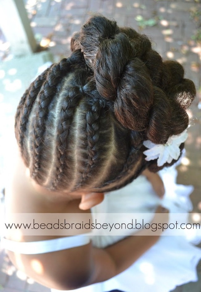 Beads, Braids and Beyond: Natural Flower Girl Updo with Cornrows and Twists