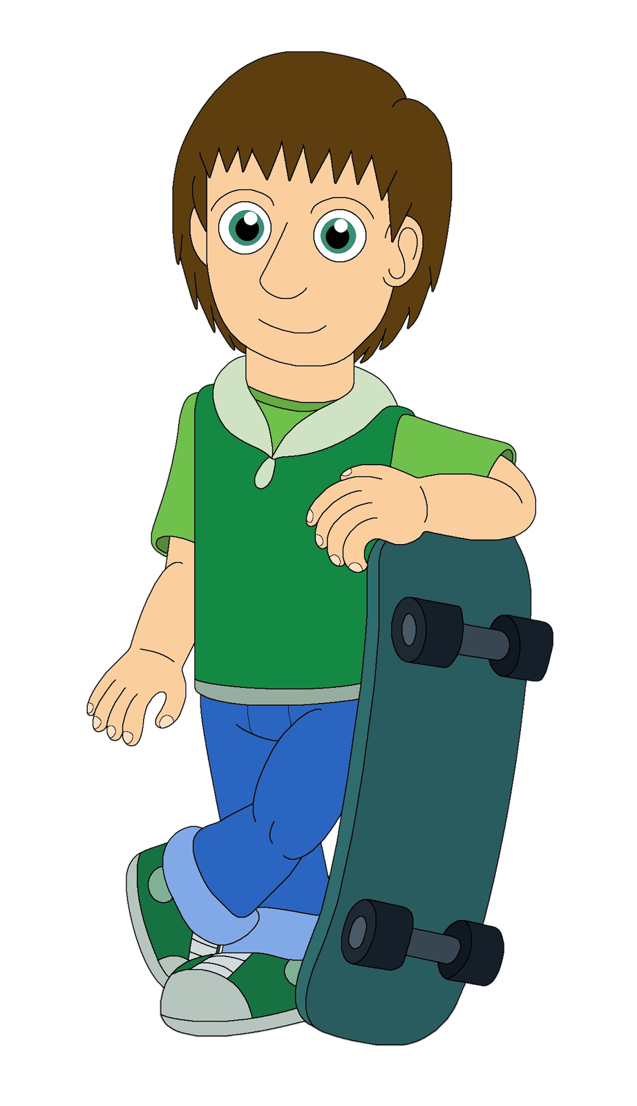 Cartoon Characters: Mattias and His Backpack of Dinosaurs