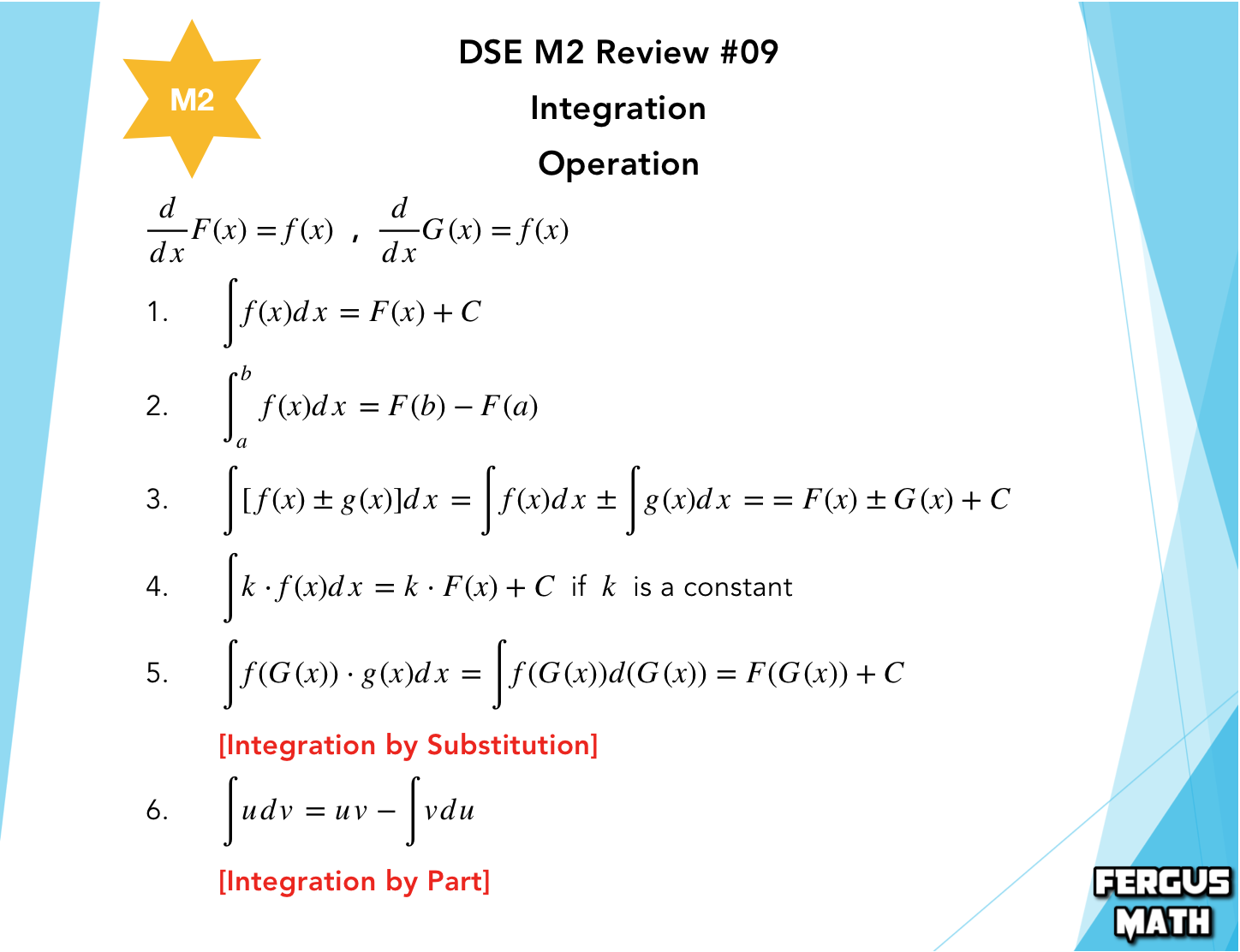 Fergus Sir Mathematics: M2 Review - Chapter 9 Integration