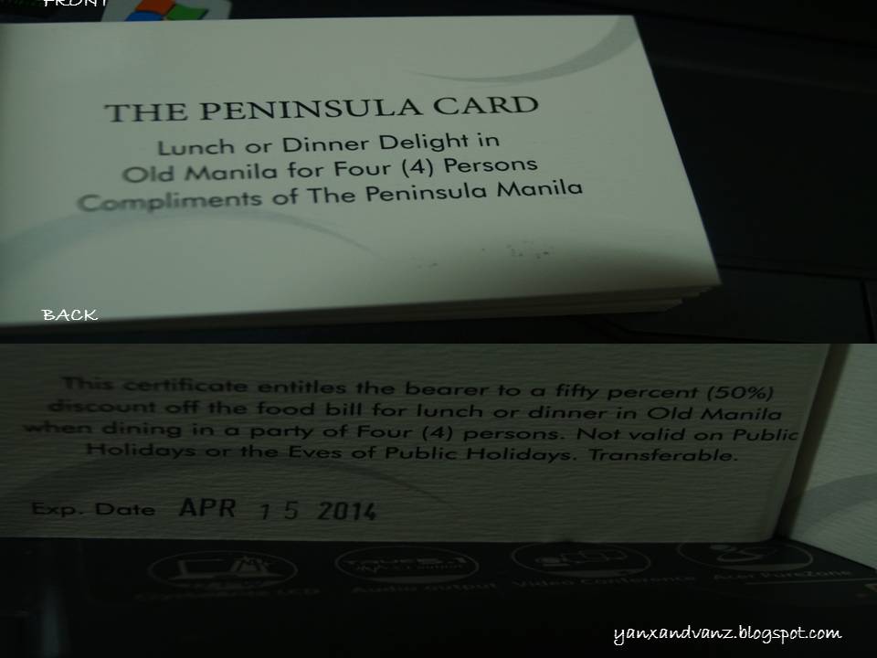 Peninsula Manila Card: Transferable Certificates