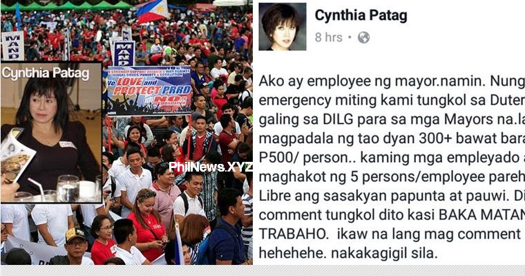 Netizens Reacts to Cynthia Patag's Expose of P500 Per Head Paid to DDS ...