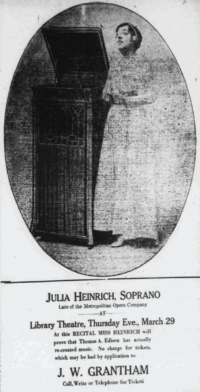 FORGOTTEN OPERA SINGERS : Julia Heinrich (Soprano) (Philadelphia ...