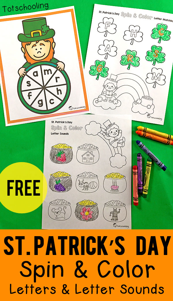 St. Patrick's Day Spin & Color Letters & Sounds | Totschooling ...