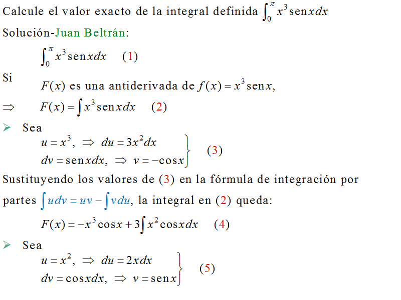 Calculo Integral: Integral definida. Integración por partes.