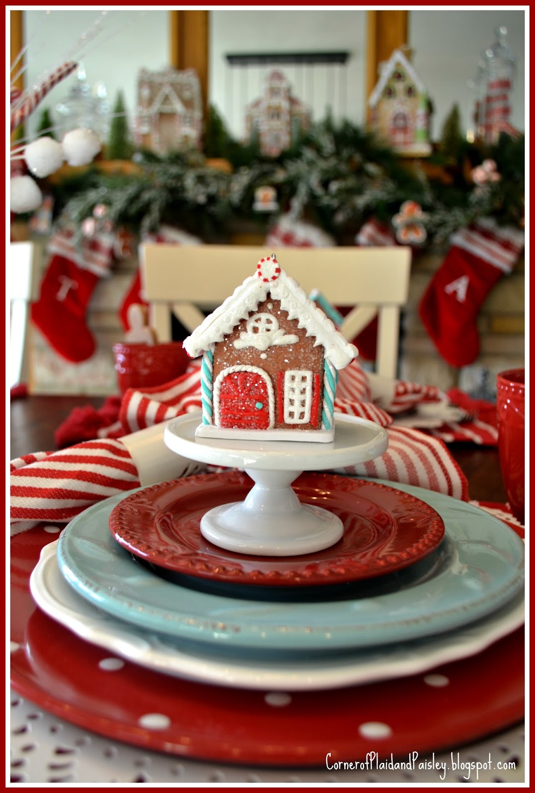Peace Love and Gingerbread Tablescape - Corner of Plaid and Paisley
