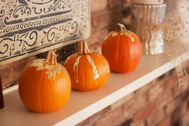 DIY Gold Leaf Pumpkins - Michaela Noelle Designs