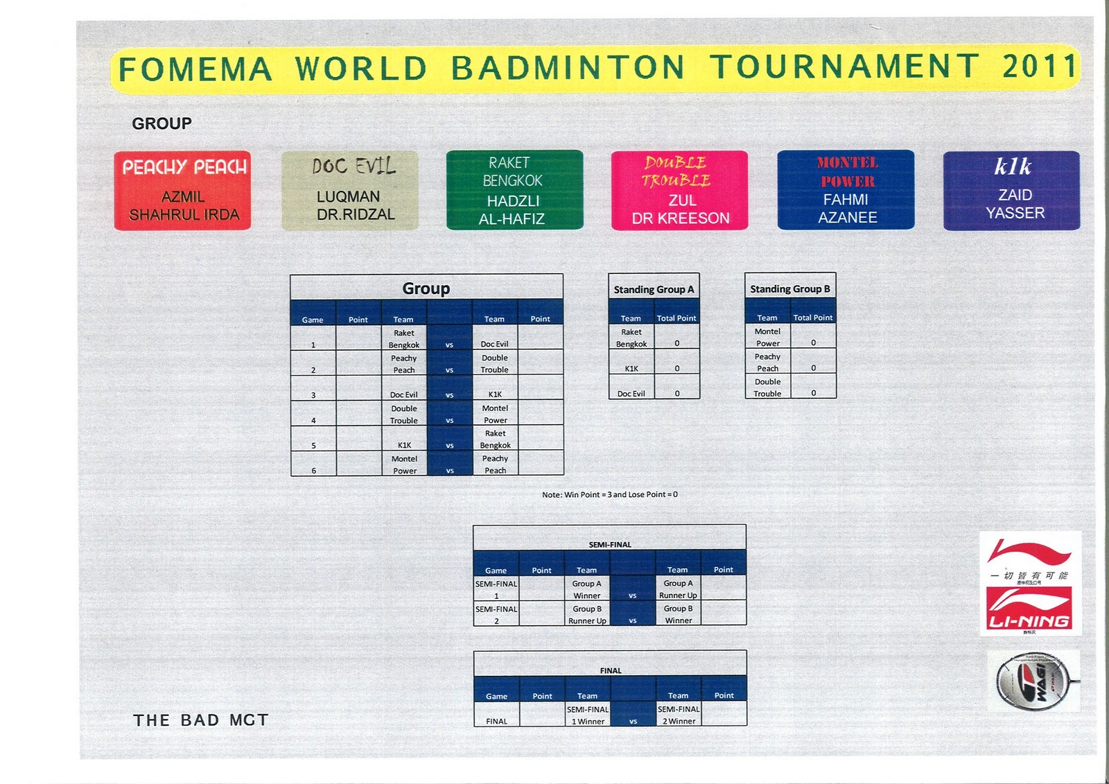 TimurBarat: Badminton Tournament - 19.10.11