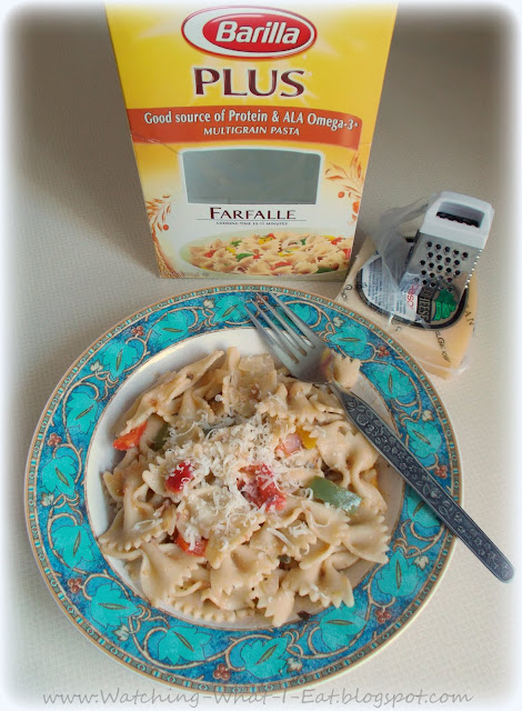 Watching What I Eat: Barilla Plus ~ Farfalle with Three Peppers ~ Meatless Monday