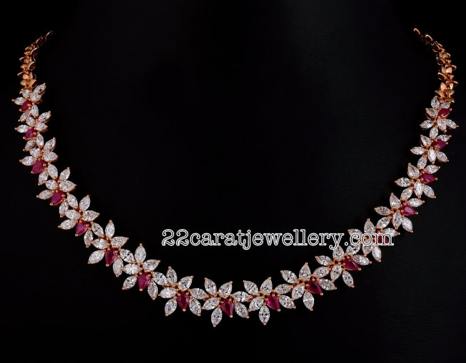 Simple Diamond Set with Cabochon Rubies - Jewellery Designs