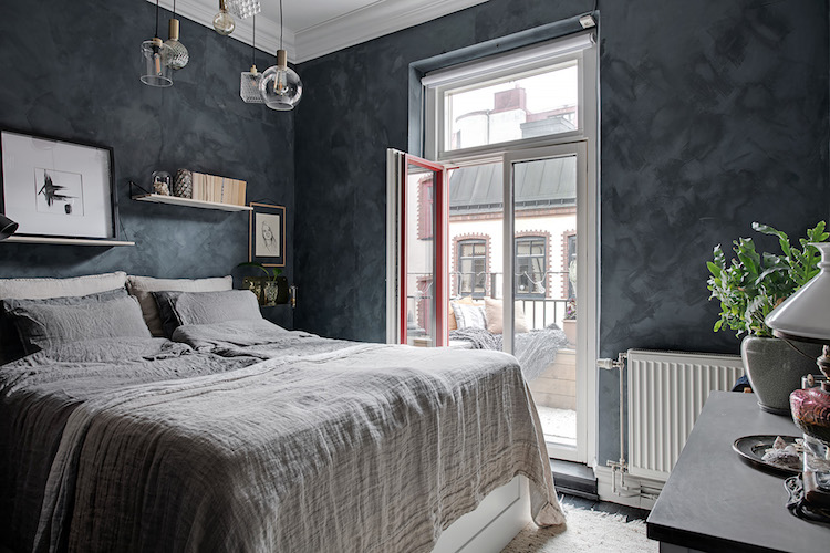 my scandinavian home: A Soft Swedish Home With A Stormy Bedroom Wall!