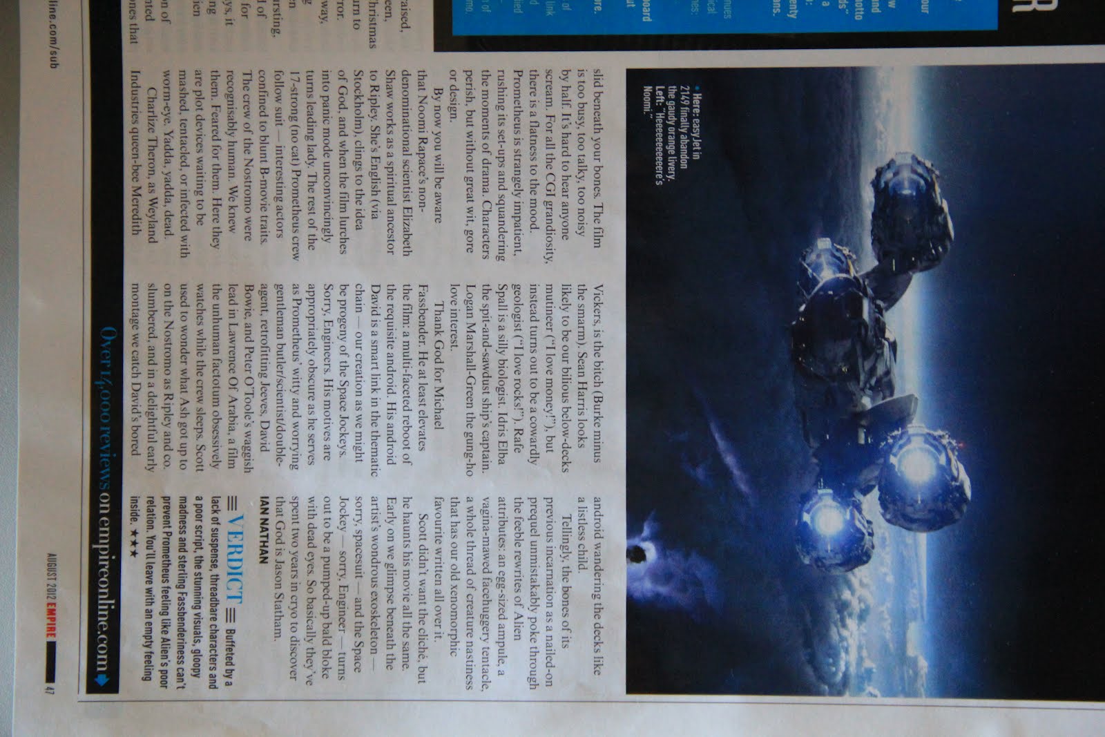 Dan's Blog: Empire, Prometheus double page spread
