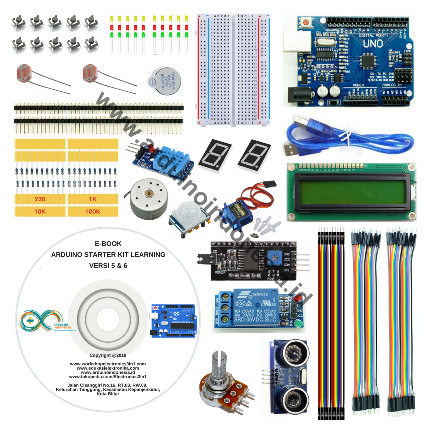 Arduino Uno R3 Starter KIT Learning Versi 5 ( Paket Belajar Arduino For ...