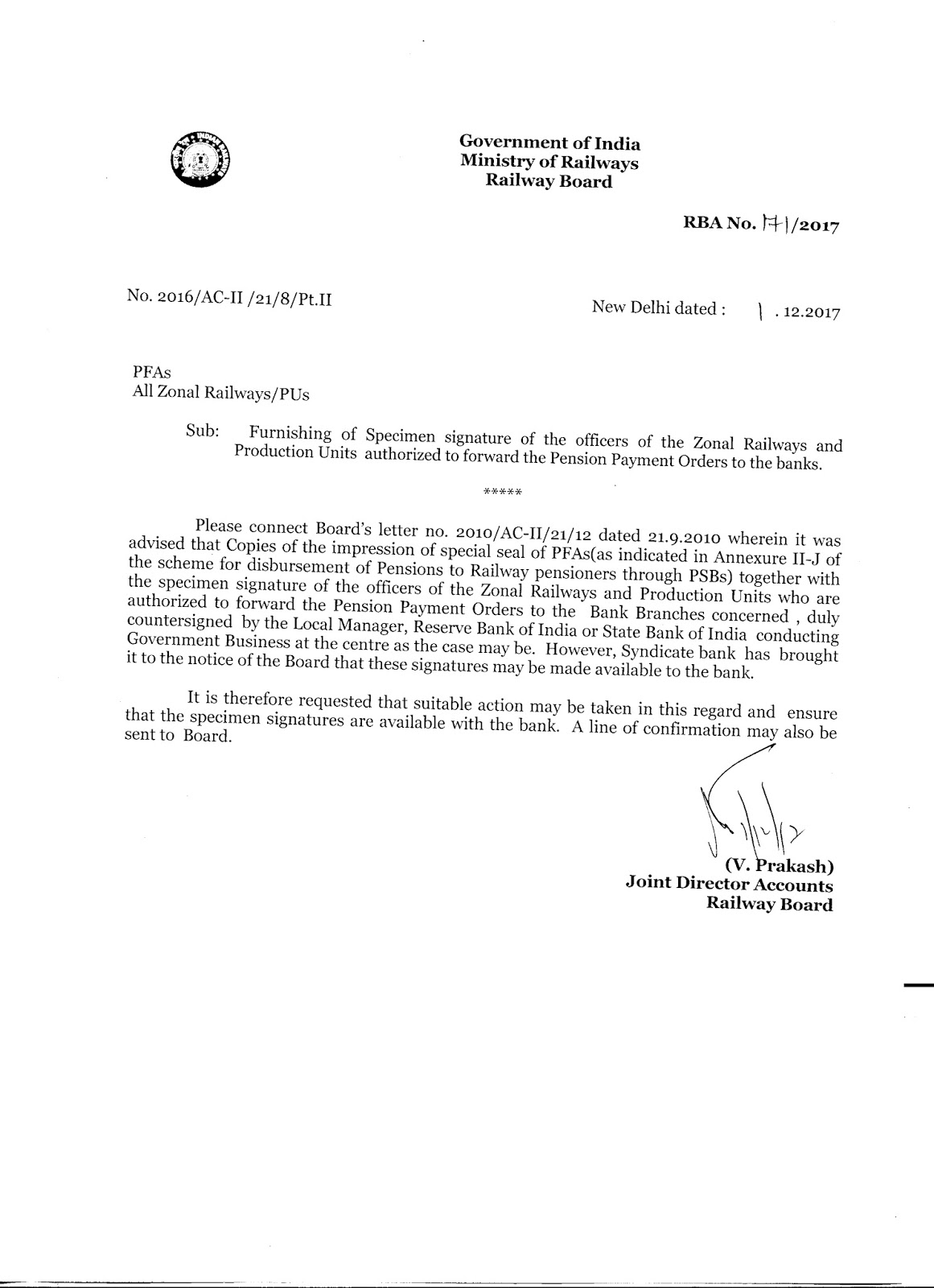 Furnishing Of Specimen Signature Of The Officers Of The Zonal Rlys Dt Furnishing Of Specimen Signature Of The Officers Of The Zonal Rlys Dt