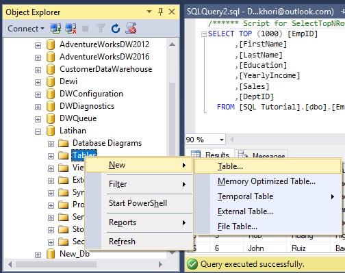 Nu Alam: SQL Server : Membuat Database dan Tabel