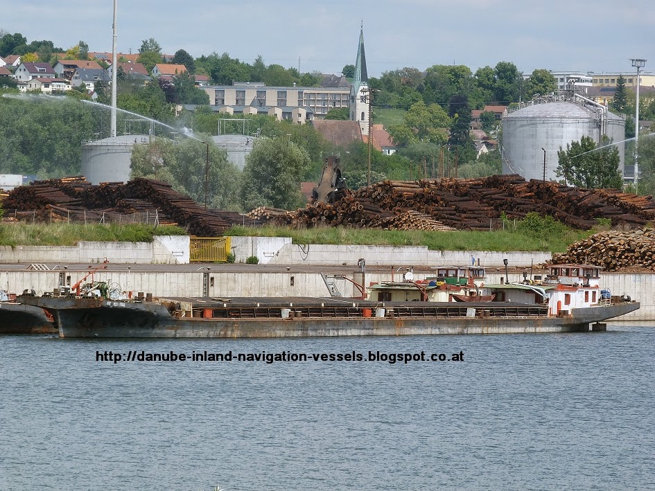 Danube River Inland Water Cargo Vessels: Romanian barges loading timber ...