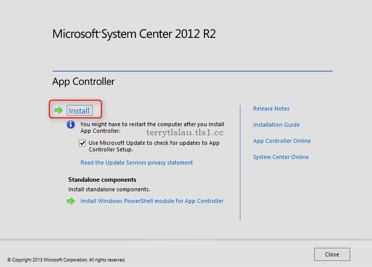Terry L@u's blog: Installing System Center App Controller 2012 R2 in Windows Server 2012 R2