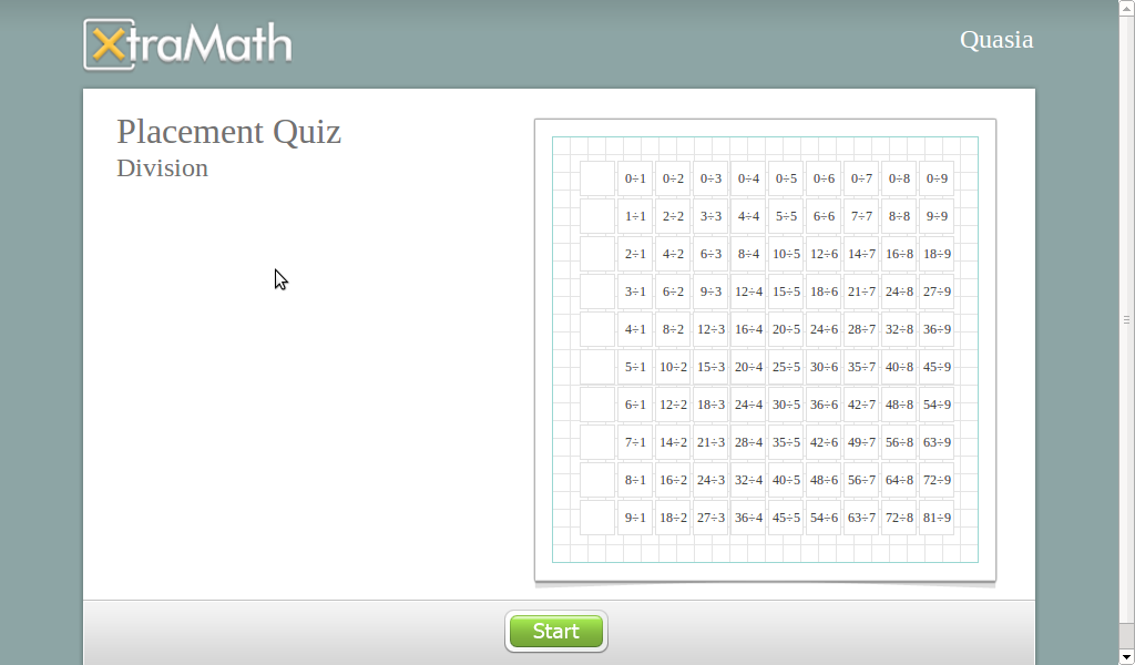 Quasia: Xtra Math Result.