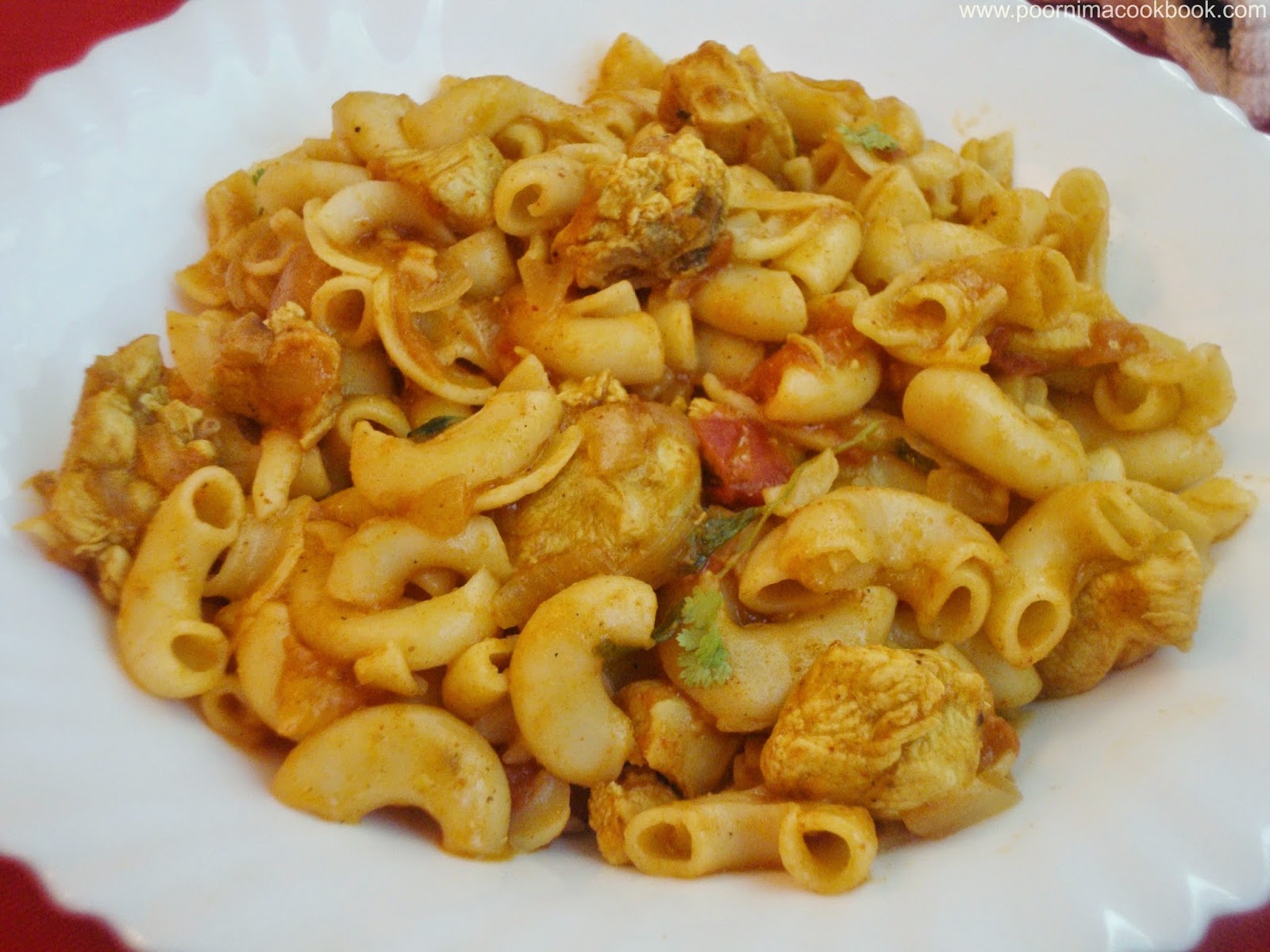 Poornima's Cook Book: Chicken Masala Pasta / Spicy Masala Pasta- Indian ...