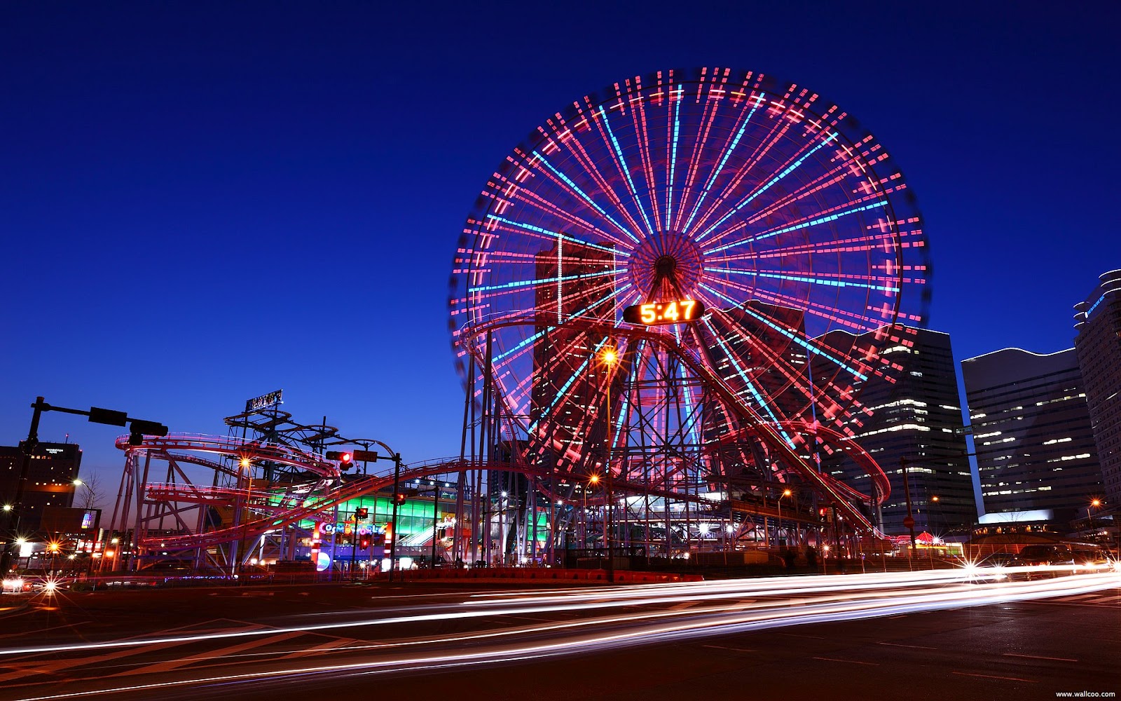 Ferris wheel at night with lights wallpaper HD ~ The Wallpaper Database