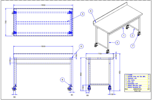JASA GAMBAR AUTOCAD 2D-3D CIKUPA: PANDUAN MEMBUAT MEJA STAINLESS STELL