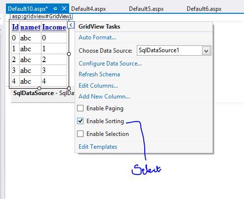 How to sort Gridview Data in ASP.NET