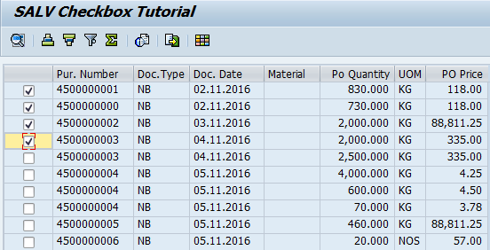 ABAP Tutorial: SALV 4 : Editable Checkbox
