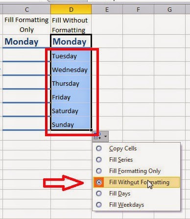 Excel Helps You: Shortcuts - AutoFill Options