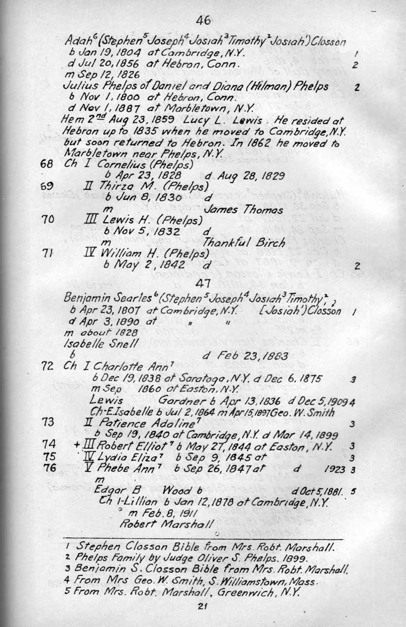 The Josiah Closson Family of New England by William G. Closson