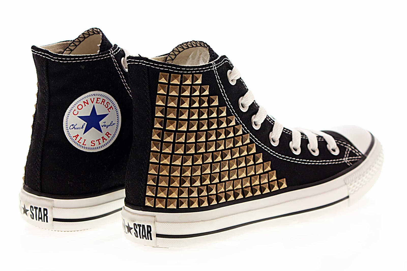 Studs and Spikes: Studded Converse, Brass Pyramid Studs with Black ...