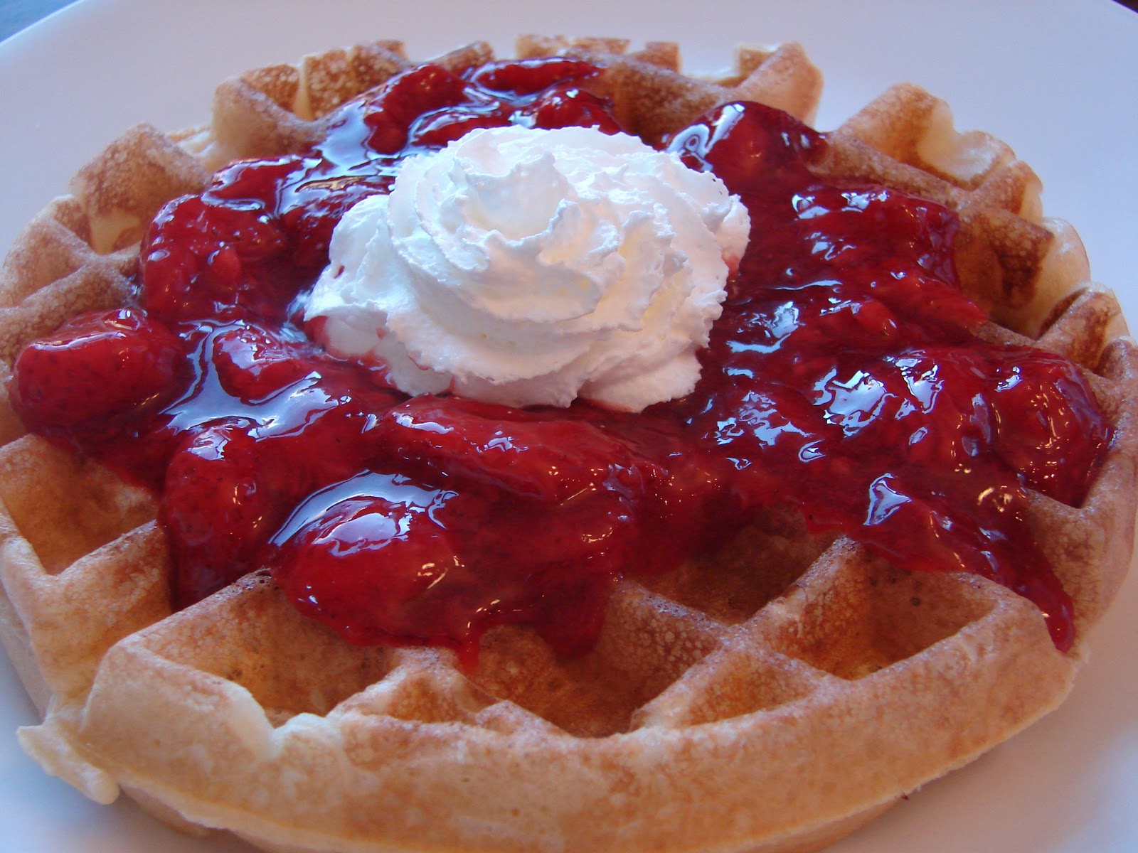 A Bear in the Kitchen: Belgian Waffles with Strawberry Sauce