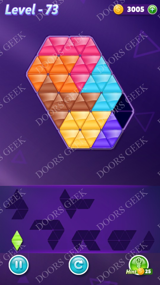 Block! Triangle Puzzle Advanced Level 73 Solution ~ Doors Geek