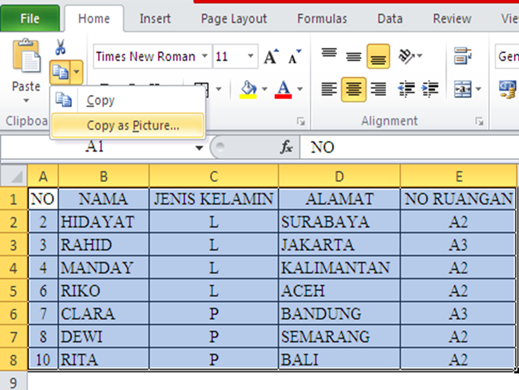 Microsoft Excel: CARA MENJADIKAN DATA MS EXCEL MENJADI GAMBAR