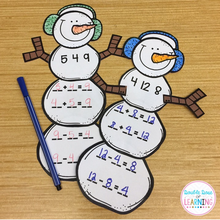 Winter and Christmas Math Crafts for First Grade! - Double Dose of Learning