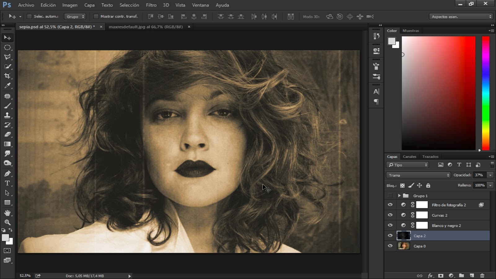 Como hacer un espectacular efecto Sepia antiguo con Photoshop ~ UGB ...