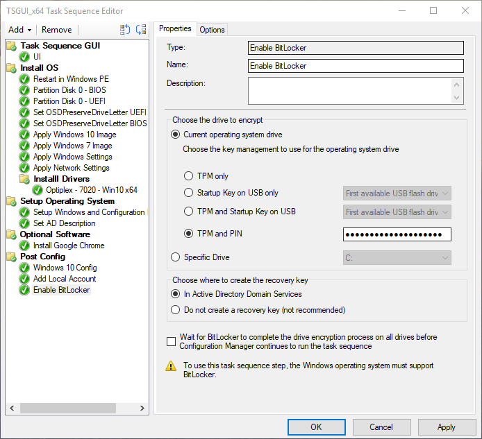 SCCM Task Sequence GUI - How to set up the TS to work with a GUI