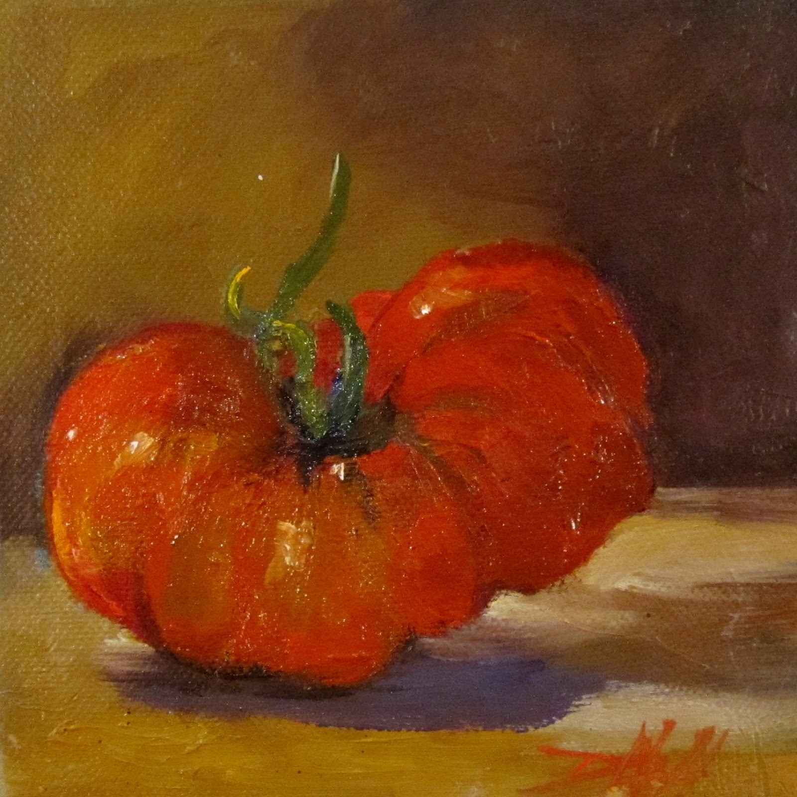 Painting of the Day, Daily Paintings by Delilah: Heirloom Tomato