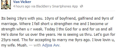 Van Vicker & Wife Adjoa Celebrate 9th Wedding Anniversary - NaijaGists ...