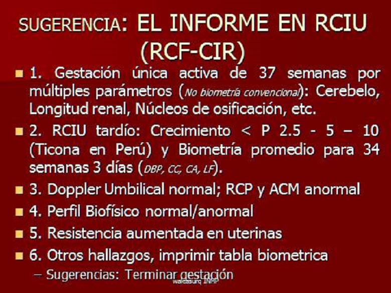 Medicina Fetal Perú Lima INMP walcasurq: UTILIDAD DE ALGORITMO RCIU