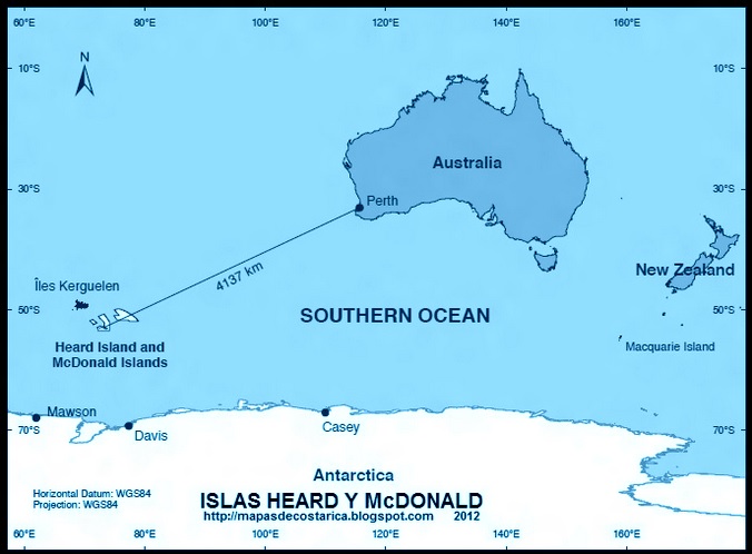 Ubicacion de Las Islas Heard y McDonald con respecto a Australia y ...