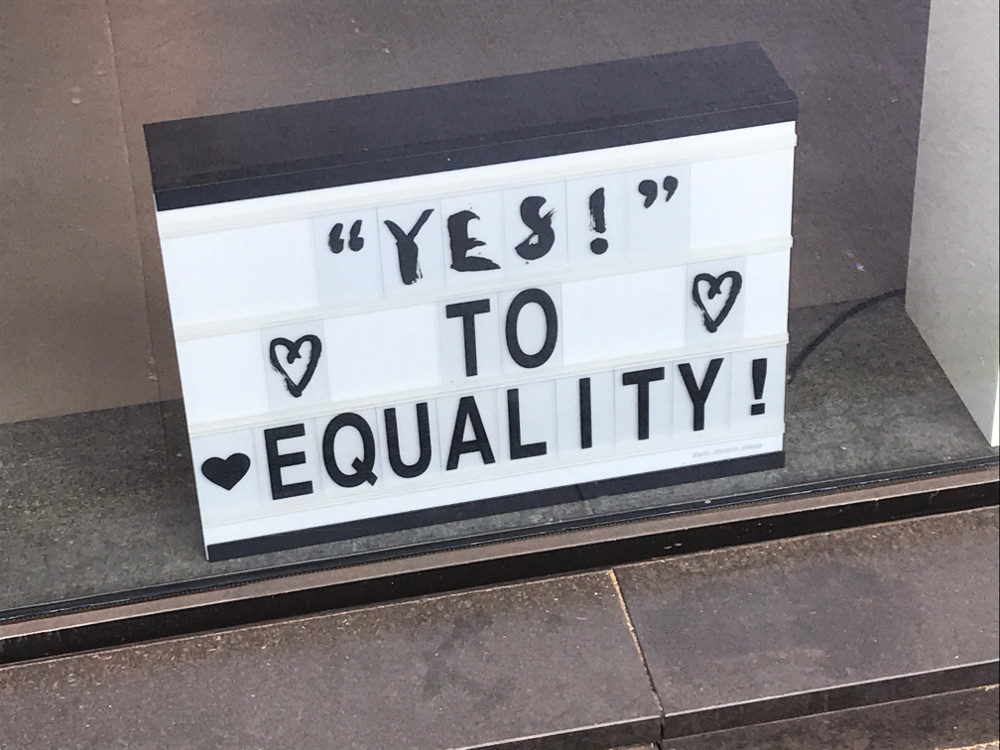 Happy Antipodean: 'Yes to equality' sign, Crown Street, Surry Hills
