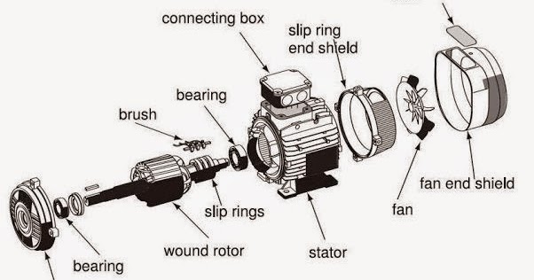 Electrical Engineering World: Exploded view of a Slip ring & Squirrel ...