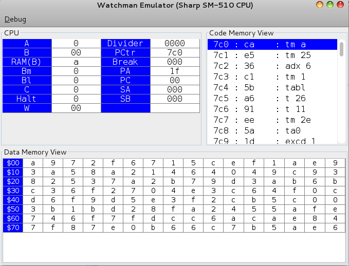 Watchman Development: First working emulator.