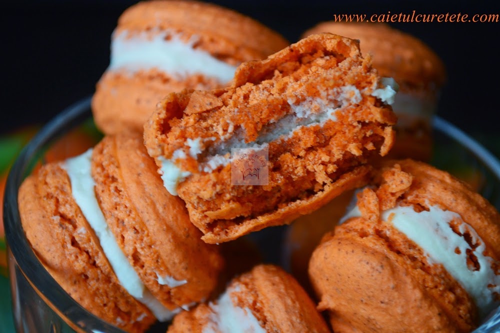 Macarons cu portocale si crema ganache de ciocolata alba - CAIETUL CU ...