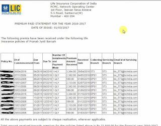 How to download LIC premium paid statement for a whole year?