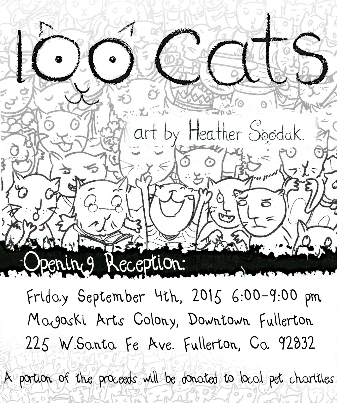 Heather Soodak Illustration: 100 Cats Art Show Sept 4th, 2015