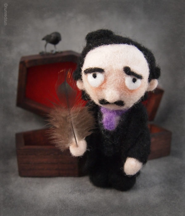 Vince Dorse Art Blog: Edgar Allan Poe as a fuzzy, needle-felted cuddlebunny