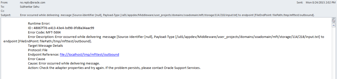 My Experiences With SOA: Sending Error Notifications in MFT 12c
