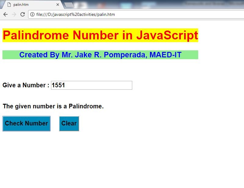 Free Programming Source Codes And Computer Programming Tutorials Palindrome Number In Javascript 4225