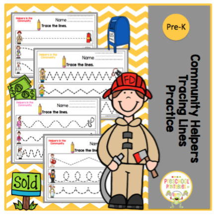 Community Helpers Tracing Lines Practice ~ Preschool Printables