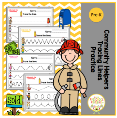 Community Helpers Tracing Lines Practice ~ Preschool Printables